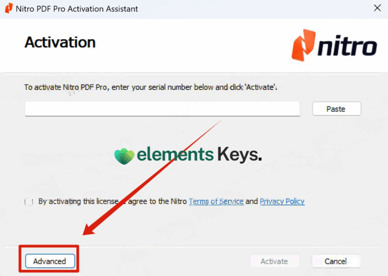 Nitro PDF Pro 14/13 Activation Step - Elements Keys