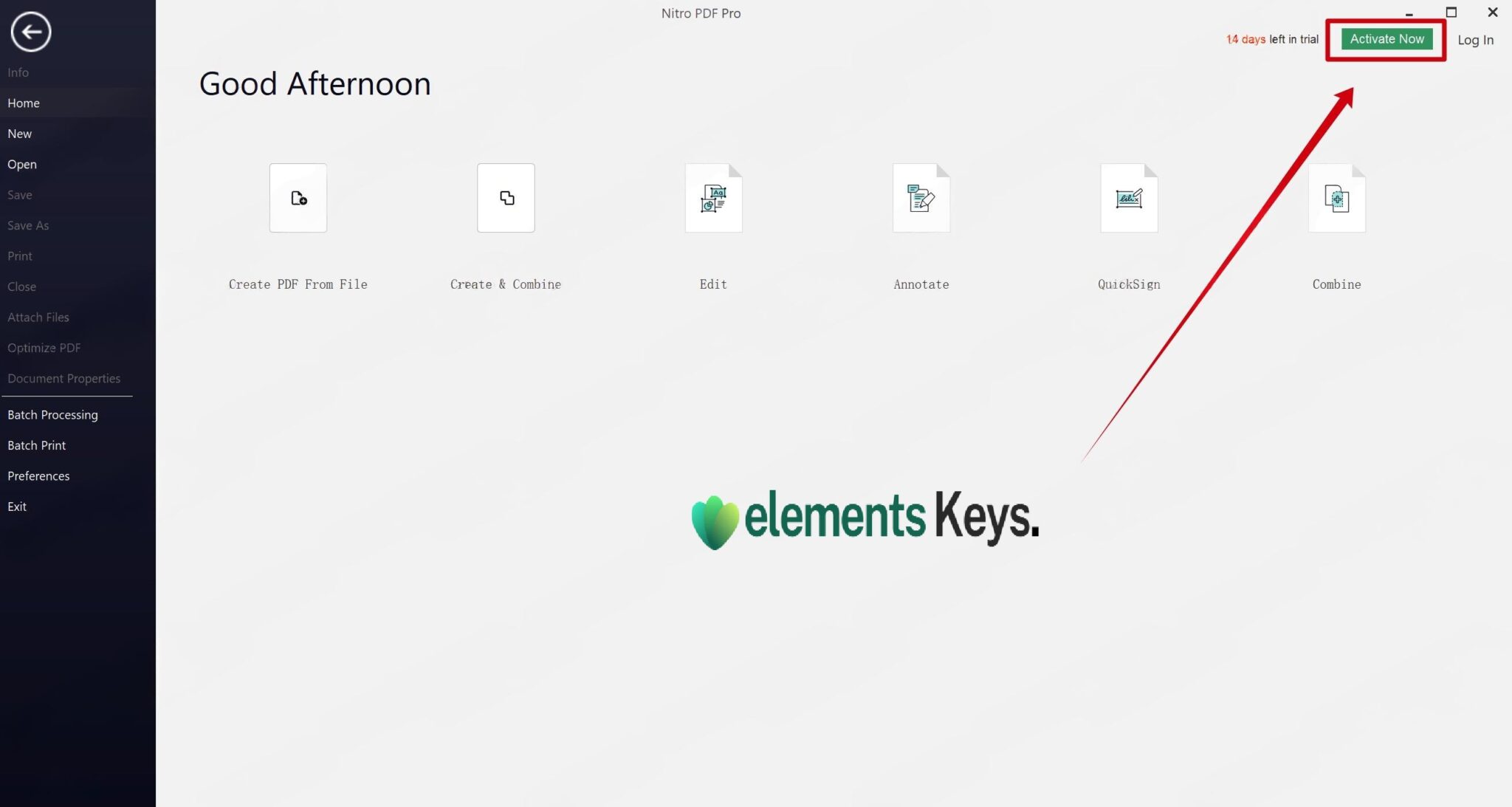 Nitro PDF Pro 14/13 Activation Step - Elements Keys