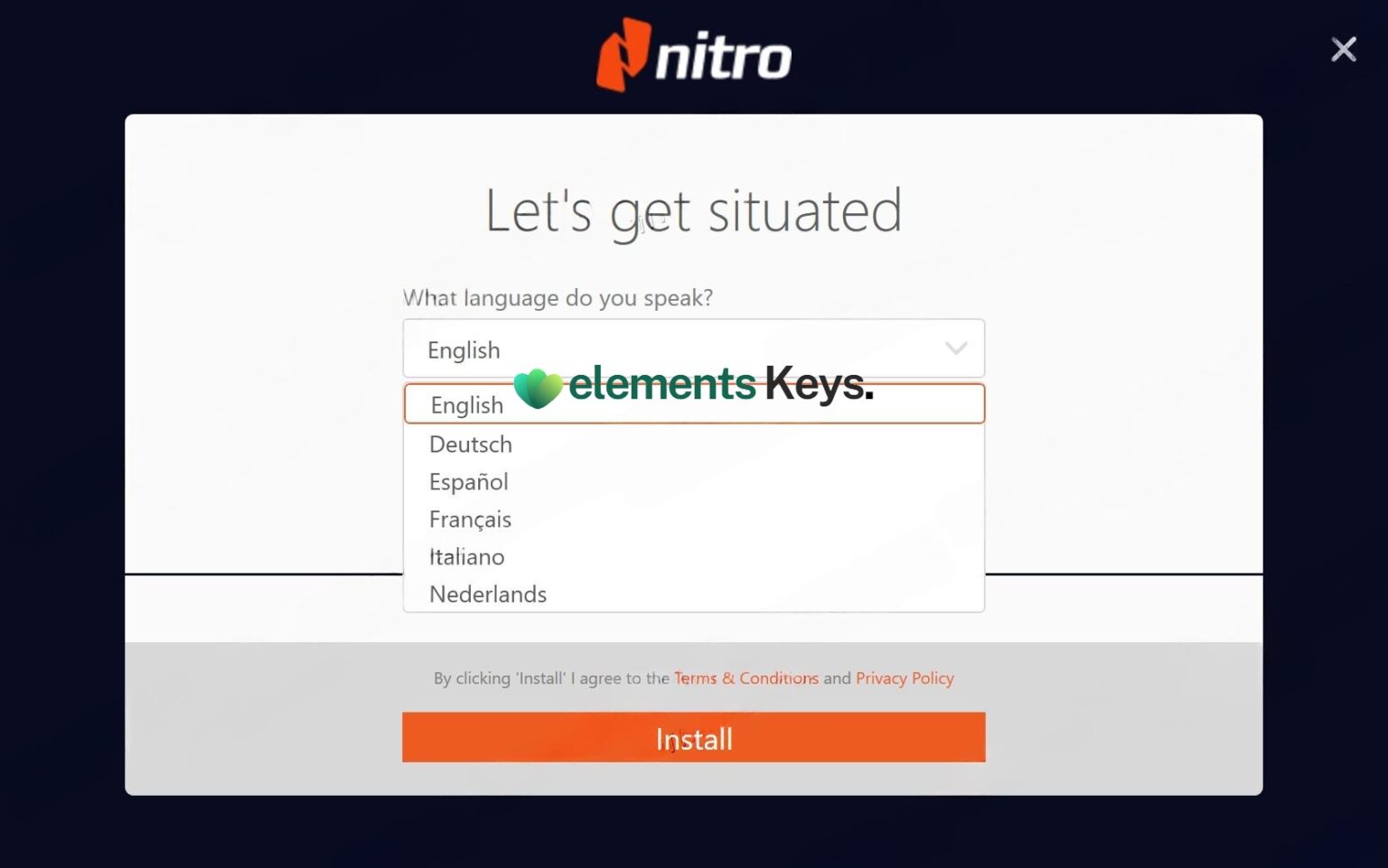 Nitro PDF Pro 14/13 Activation Step - Elements Keys
